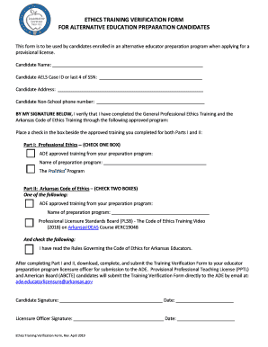 Fillable Online ETHICS TRAINING VERIFICATION FORM Fax Email Print ...