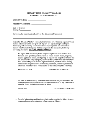 Fillable Online COMMERCIAL LIEN AFFIDAVIT Fax Email Print - pdfFiller