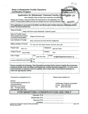 Fillable Online Application for Wastewater Treatment Facility Fax Email ...