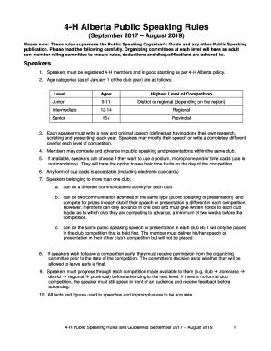 Fillable Online Public speaking rules and guidelines - 4-H Alberta Fax ...