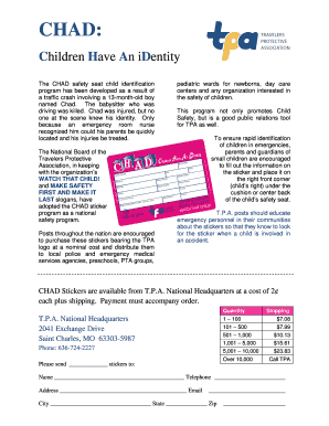 Fillable Online CHAD Order Form. CHAD Order Form Fax Email Print ...
