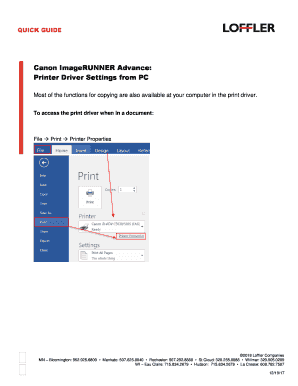 Fillable Online Canon ImageRUNNER Advance: Printer Driver Settings from ...