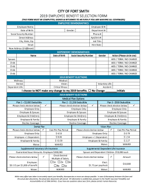 Fillable Online 2019 COFS Employee Benefit Selection Form Fax Email ...