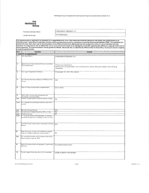 Fillable Online Wolfsberg Group CorrEspondenl Banking Due Diligence ...