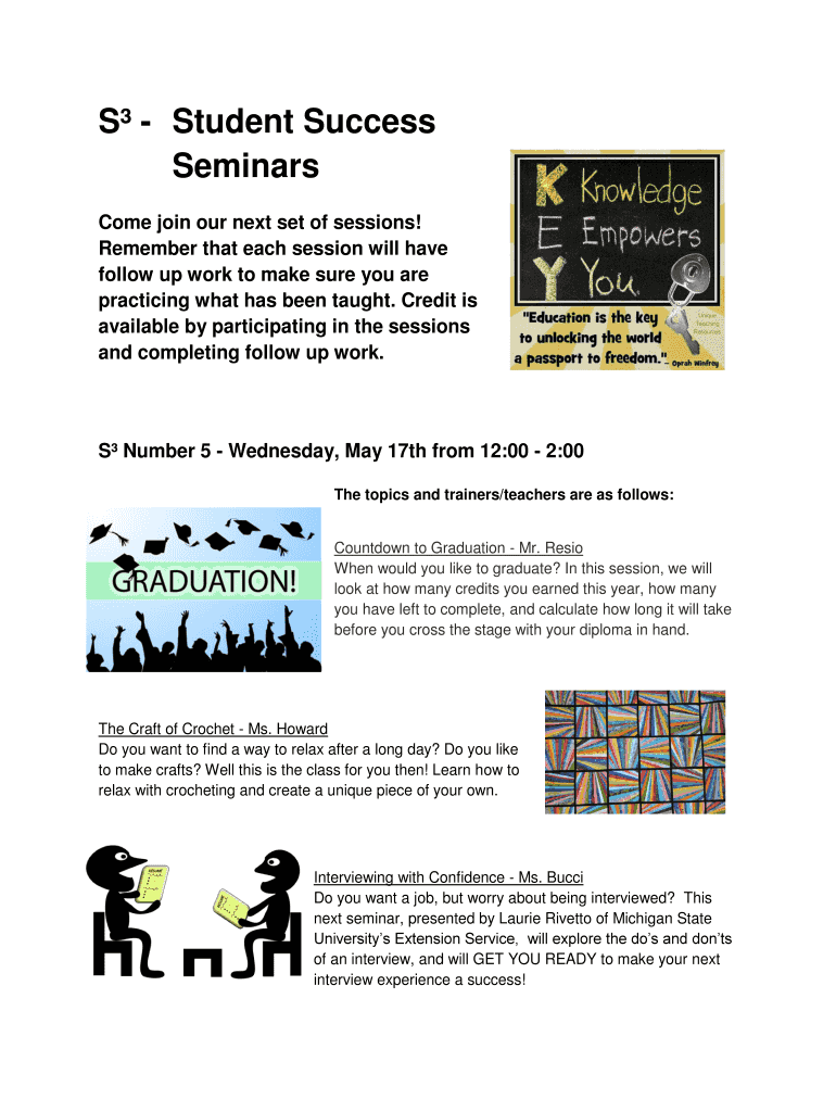 Fillable Online S - Student Success Seminars Fax Email Print - pdfFiller