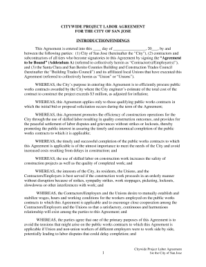 Fillable Online CITYWIDE PROJECT LABOR AGREEMENT Fax Email Print ...