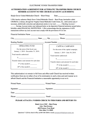 Fillable Online electronic funds transfer form authorization agreement ...