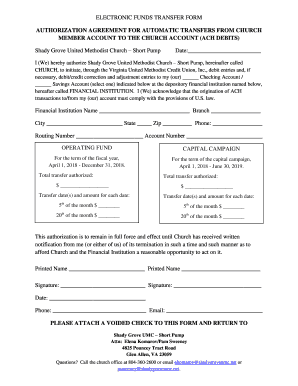 Fillable Online ELECTRONIC FUNDS TRANSFER FORM AUTHORIZATION ... Fax ...