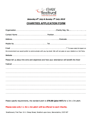 Fillable Online CHARITIES APPLICATION FORM - stratforward.co.uk Fax ...