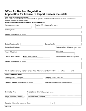 Fillable Online Application for licence to import nuclear materials ...