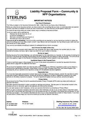 Fillable Online Liability Proposal Form Community & Fax Email Print ...