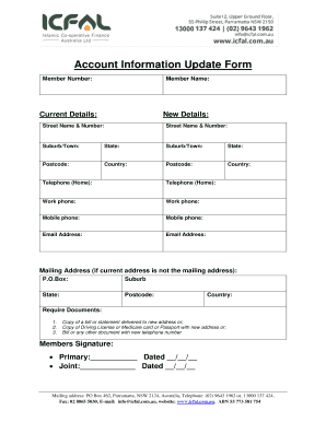 Fillable Online Account Information Update Form - icfal.com.au Fax ...