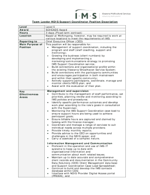 Fillable Online Team Leader NDIS Support Coordinator Position ...