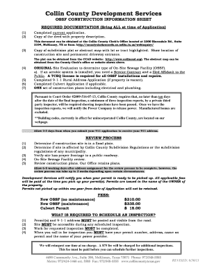 Fillable Online OSSF CONSTRUCTION INFORMATION SHEET Fax Email Print ...