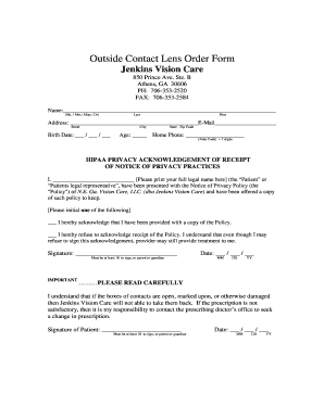 Fillable Online Outside Contact Lens Order Form Fax Email Print - pdfFiller
