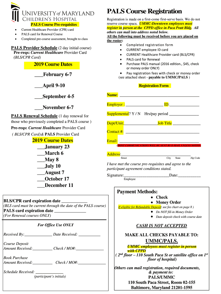 Fillable Online PALS Course Registration Fax Email Print - pdfFiller