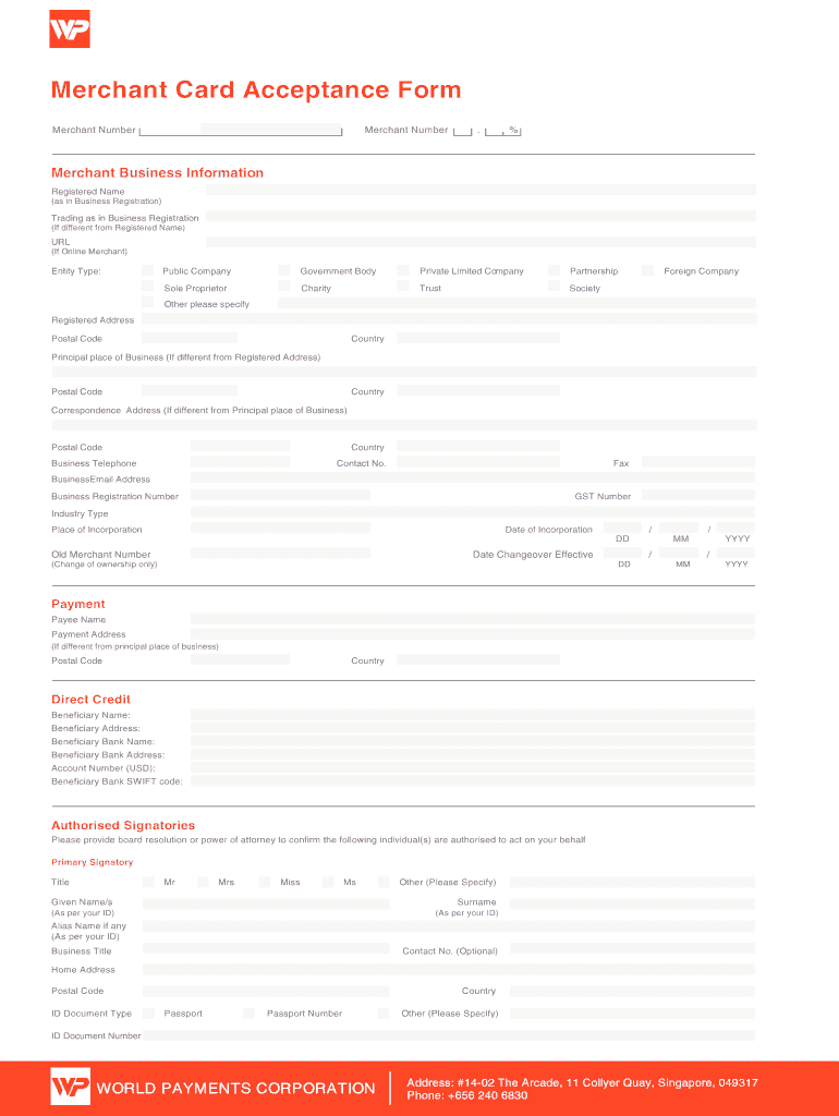 Fillable Online Merchant Card Acceptance Form Fax Email Print - pdfFiller