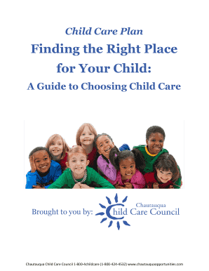 Fillable Online Child Care Plan Fax Email Print - pdfFiller