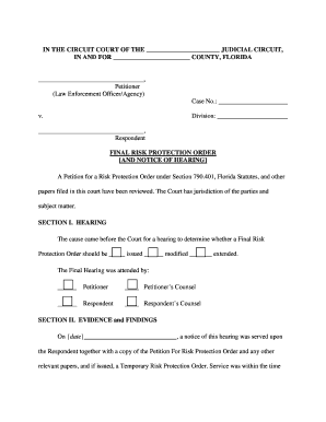 Fillable Online Final Risk Protection Order. Final Risk Protection ...