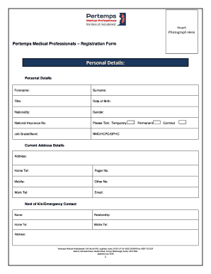 Fillable Online Registration Form - Pertemps Medical Fax Email Print ...