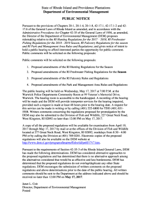 Fillable Online RI DEM Park and Management Area Rules and Regulations ...