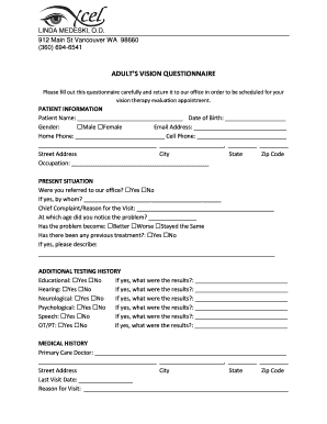 Fillable Online ADULTS VISION QUESTIONNAIRE - mednicpc.com Fax Email ...