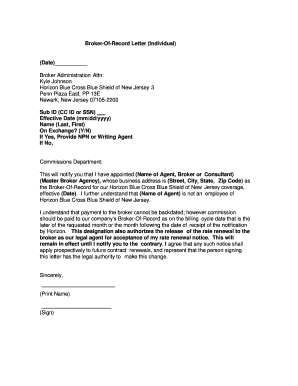 Fillable Online Broker-Of-Record Letter (Individual) Fax Email Print ...