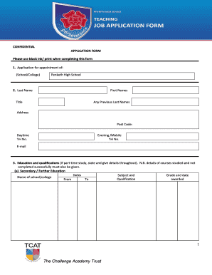 Fillable Online TCAT Teacher Application Form.doc Fax Email Print ...