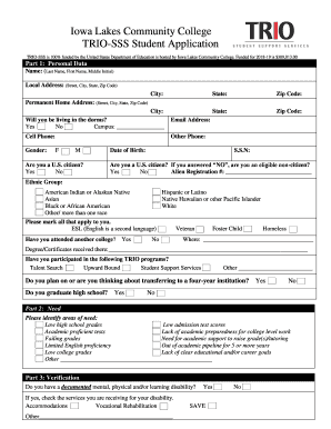Fillable Online TRIO-SSS Student Application Fax Email Print - pdfFiller