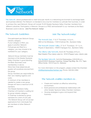 Fillable Online The Network Guidelines Join The Network today! Fax ...