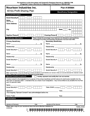 Fillable Online For questions on this form please call Vanguard's ...