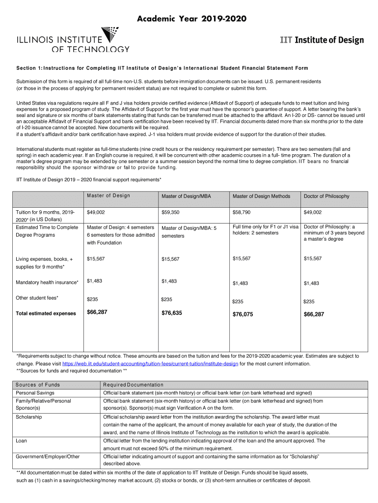 Fillable Online id iit Financial Affidavit 2019-2020(1) - IIT Institute ...