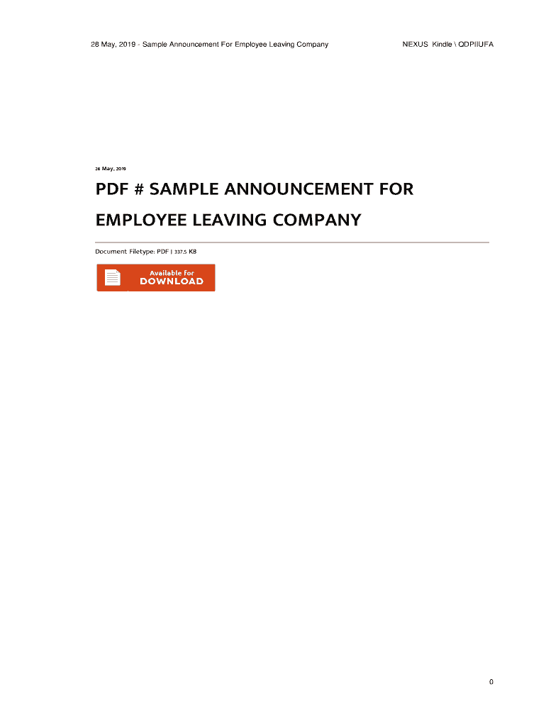 Fillable Online PDF # Sample Announcement For Employee Leaving Company ...