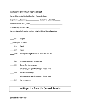 Fillable Online Capstone Scoring Criteria Sheet Fax Email Print - pdfFiller