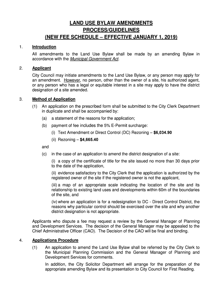 Fillable Online Land Use Bylaw Amendment Application form - City of ...