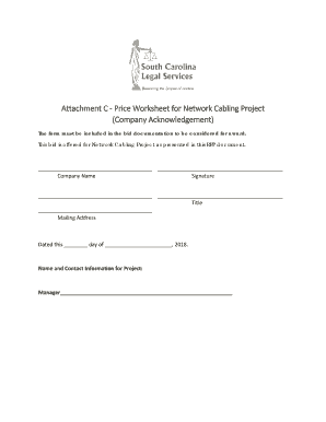 Fillable Online Attachment C - Price Worksheet for Network Cabling ...