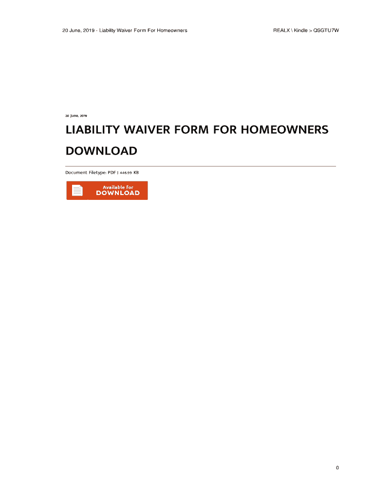 Fillable Online Liability Waiver Form For Homeowners Download PDF ...
