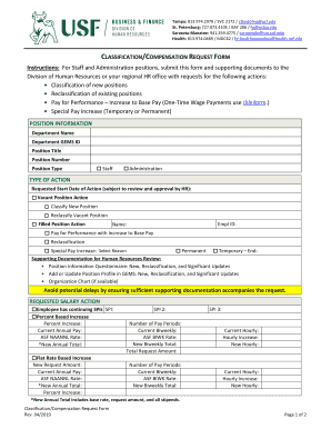 Fillable Online usfweb usf Classification Compensation Request Form ...