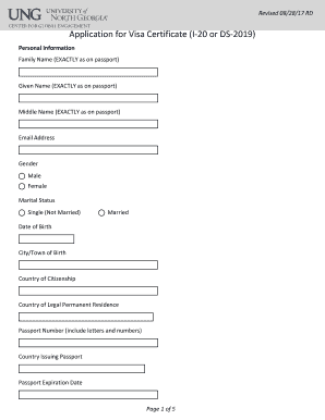 Fillable Online Application for Visa Certificate (I-20) Fax Email Print - pdfFiller