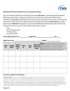 Fillable Online CMS Hospital IQR Program Validation Review for ...