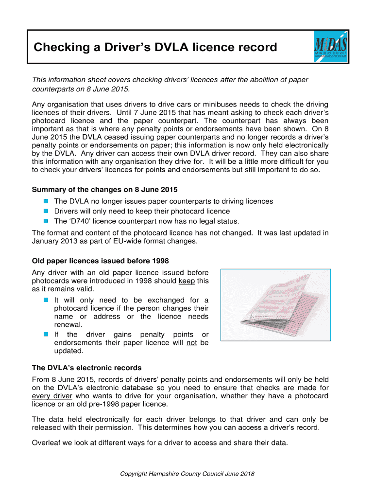 Fillable Online Checking a Driver's DVLA licence record Fax Email Print - pdfFiller