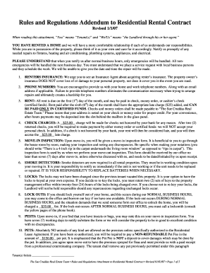 Fillable Online Rules and Regulations Attachment to Residential Rental ...