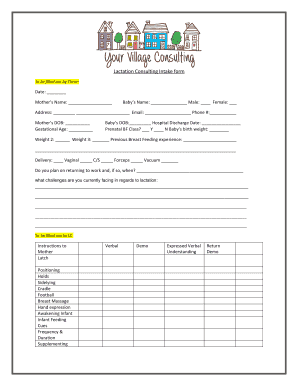Fillable Online Lactation Consulting Intake form Fax Email Print ...