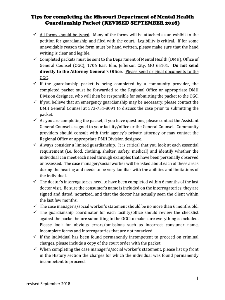 Fillable Online dmh mo Tips for completing the Missouri Department of ...