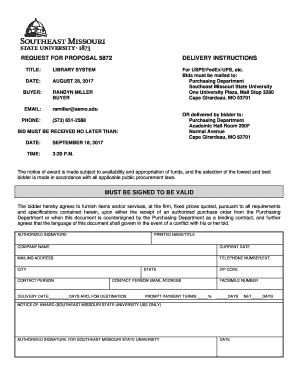 Fillable Online REQUEST FOR PROPOSAL 5872 Fax Email Print - pdfFiller