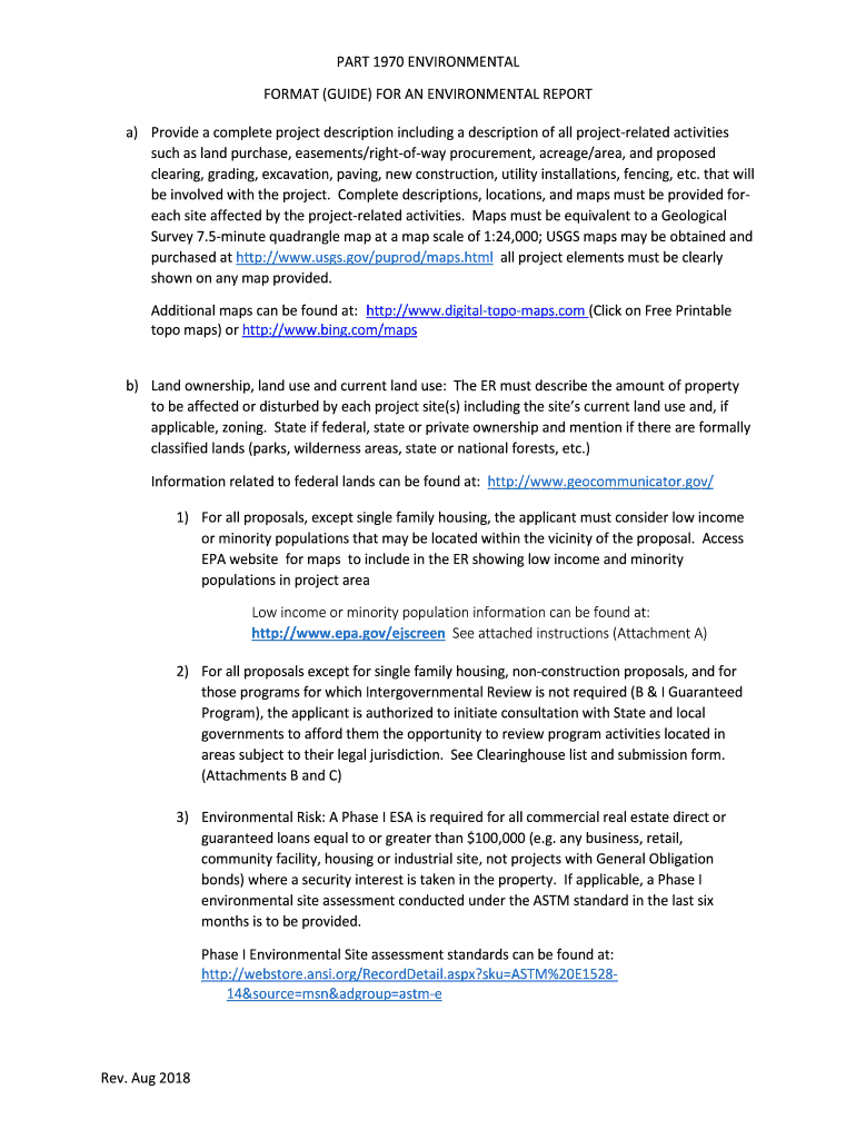 Fillable Online FORMAT (GUIDE) FOR AN ENVIRONMENTAL REPORT Fax Email ...