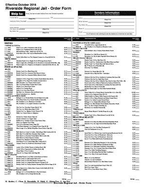 Fillable Online Riverside Regional Jail - Order Form - Access Securepak ...