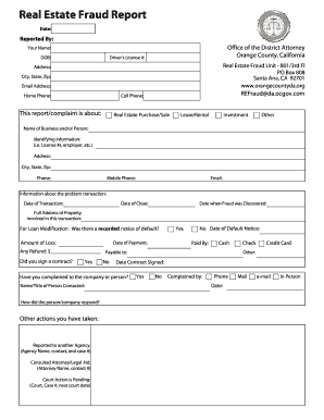 Fillable Online Real Estate Fraud Report Fax Email Print - pdfFiller