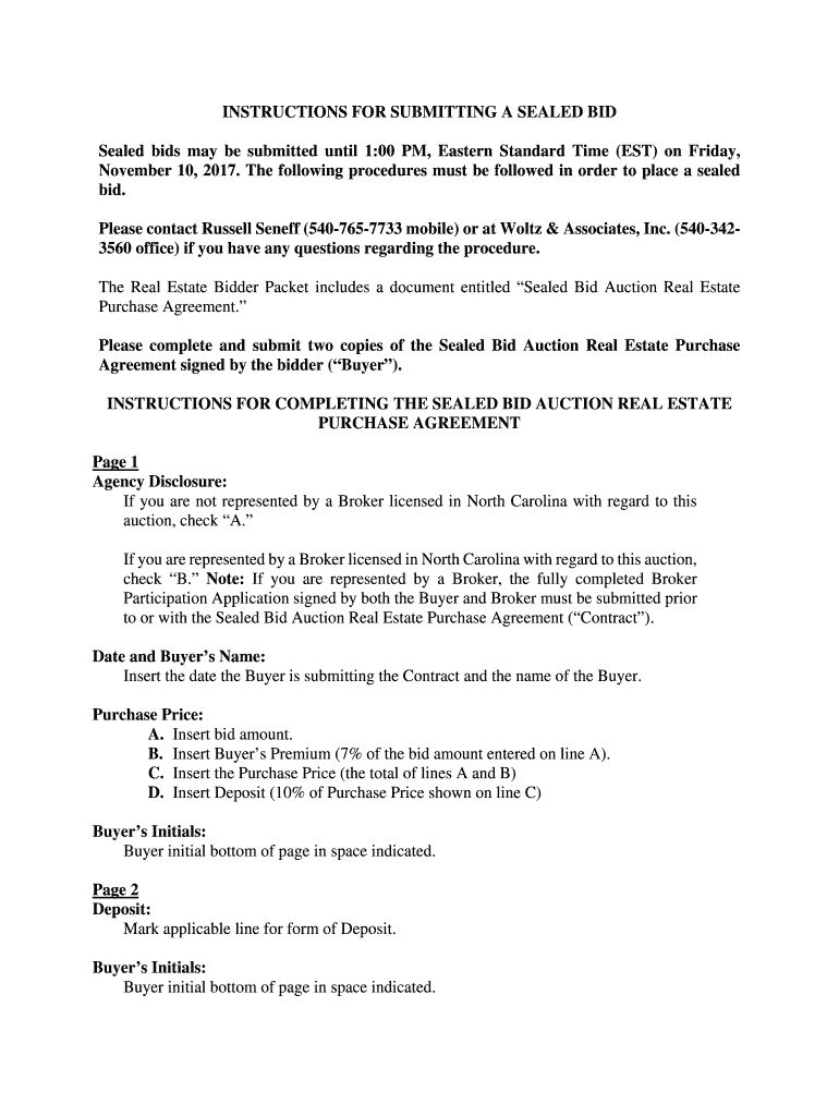 Fillable Online INSTRUCTIONS FOR SUBMITTING A SEALED BID Fax Email ...
