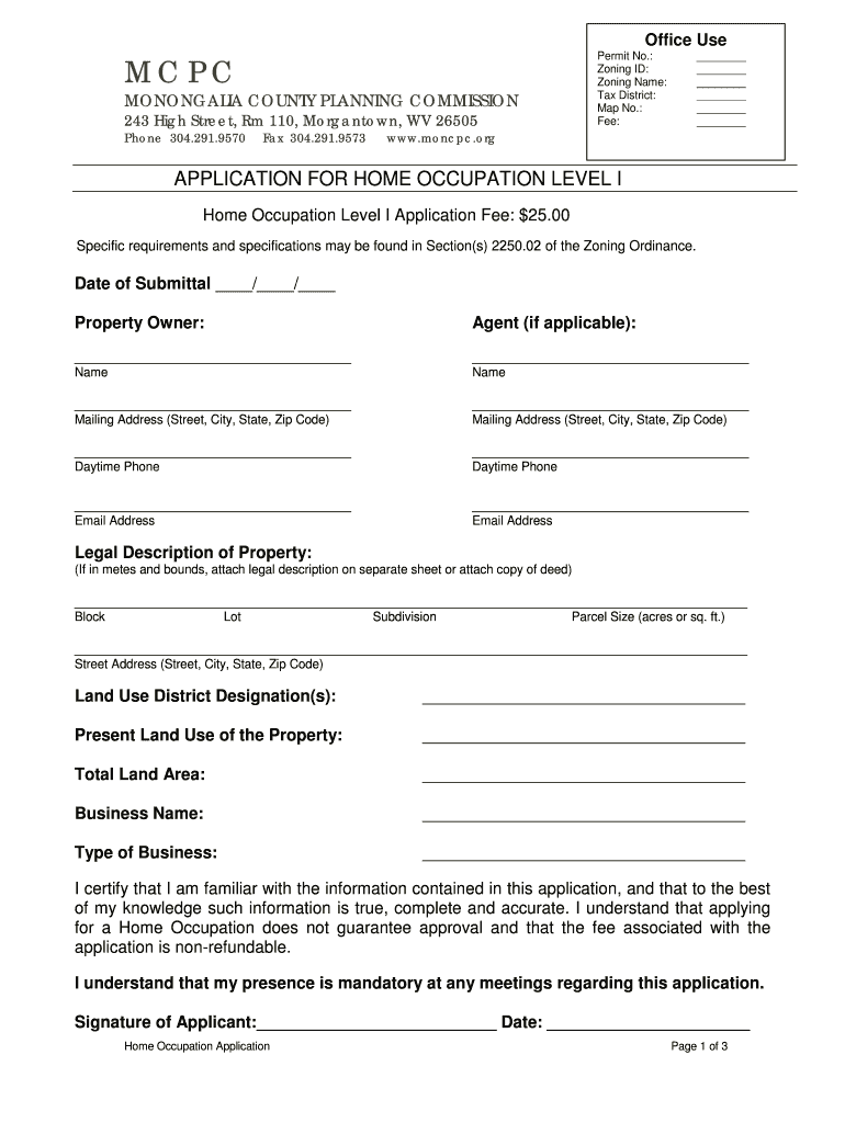 Fillable Online general application for zoning permit and plan approval - Monongalia ... Fax ...